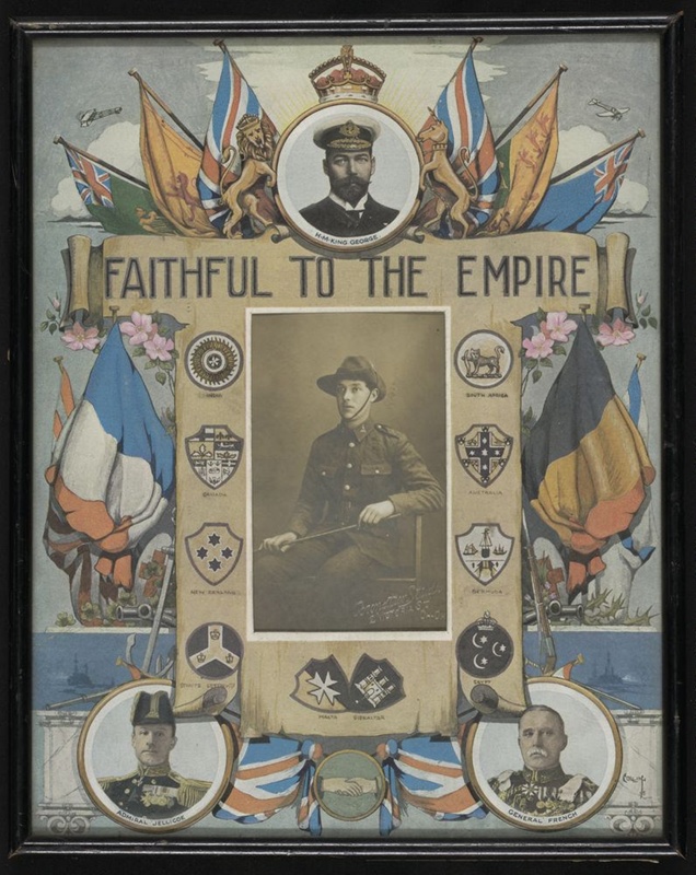 Portrait of Sergeant Gilbert Hay with illustrated background showing ...