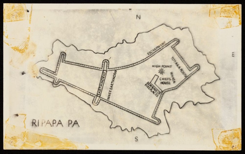 Photo of a map of Ripapa Pa.; Unknown; 1900-1950; 14898.1 | eHive