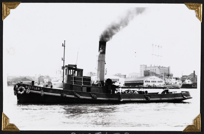 The tug 'Bustler' in port.; Unknown; 1900-1950; 14990.119 | eHive