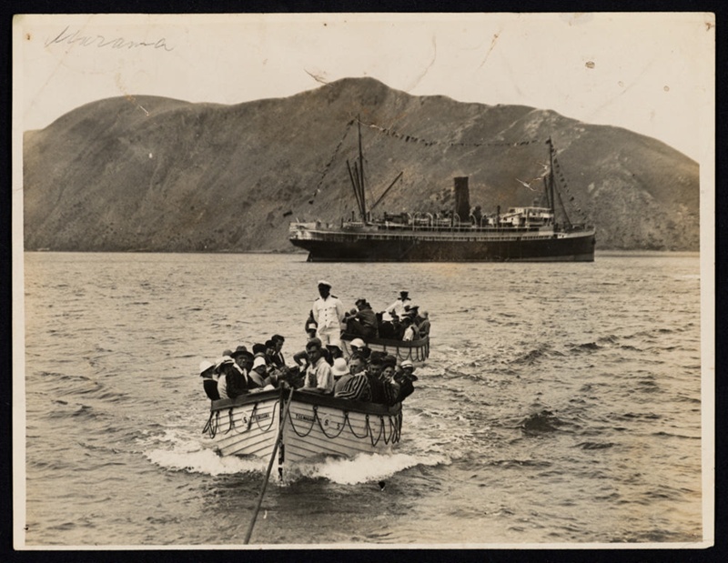 Two boats from the T.S.S. 'Marama', U.S.S. Co with the 'Marama' in the ...