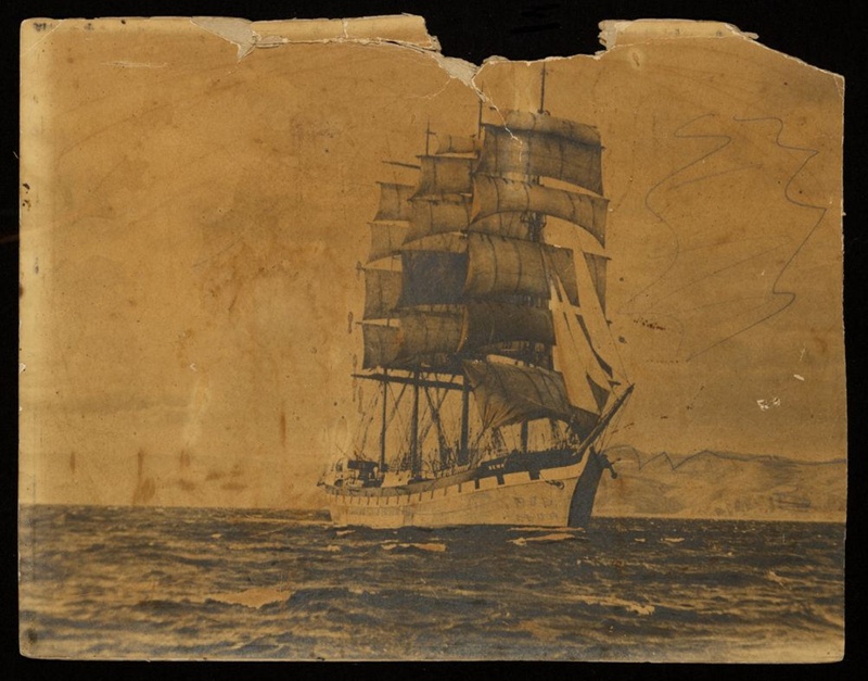 The sailing ship 'Rewa' at sea.; Unknown; Before 1900; 10548.1 | eHive