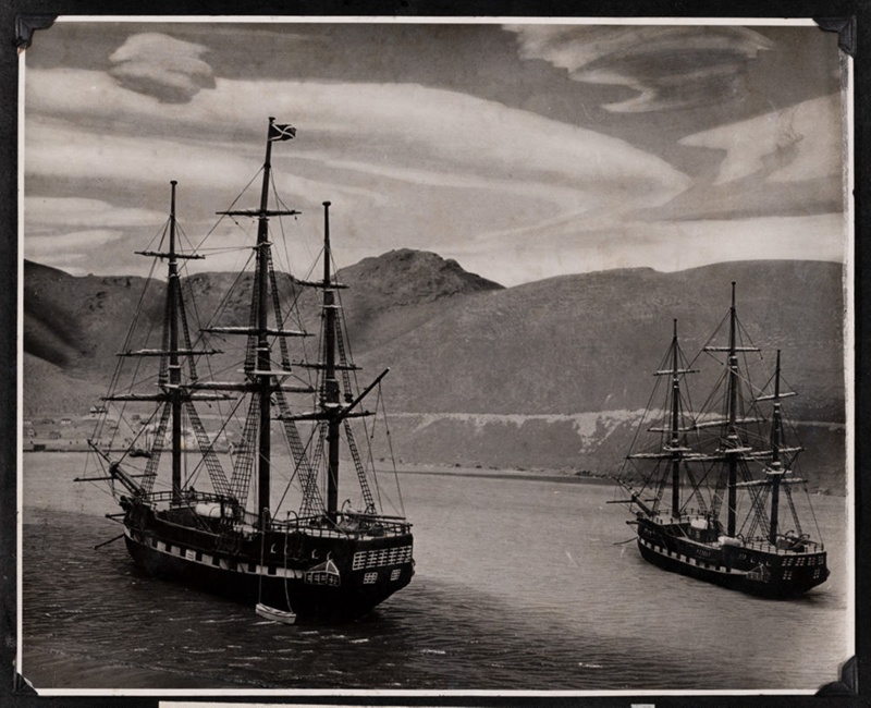 A diorama in Canterbury Museum of the first four ships in December 1850 ...