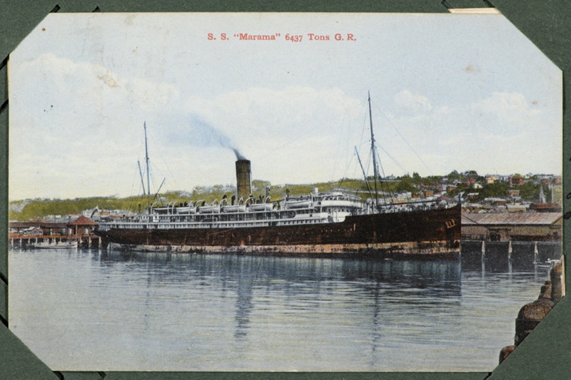 Hand coloured image of the S.S. 'Marama' in port.; Unknown; 1900-1950 ...