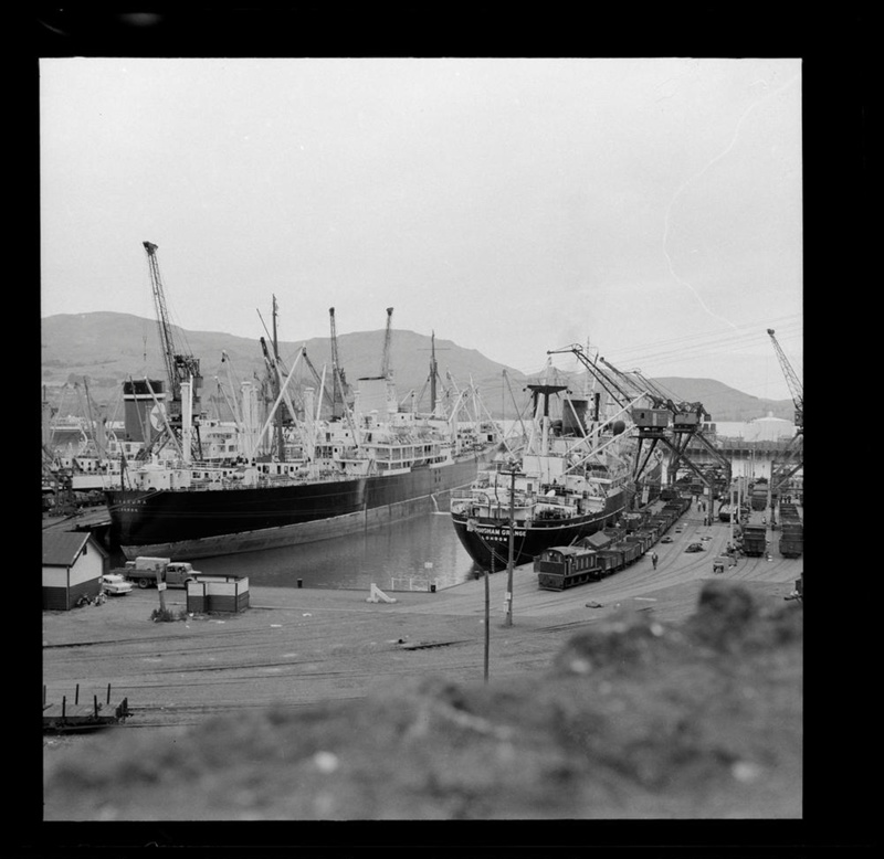 The 'Hinakura' and 'Rippingham Grange' in Lyttelton Port.; Unknown ...