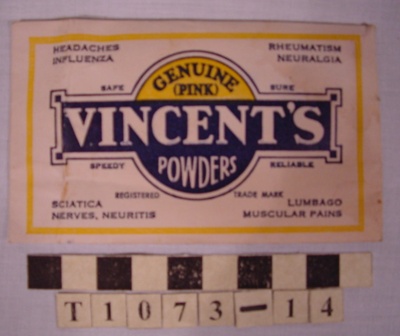 'Vincent's' Powder; Vincent Medical Company; 1970-1993; T-1073-14 | eHive