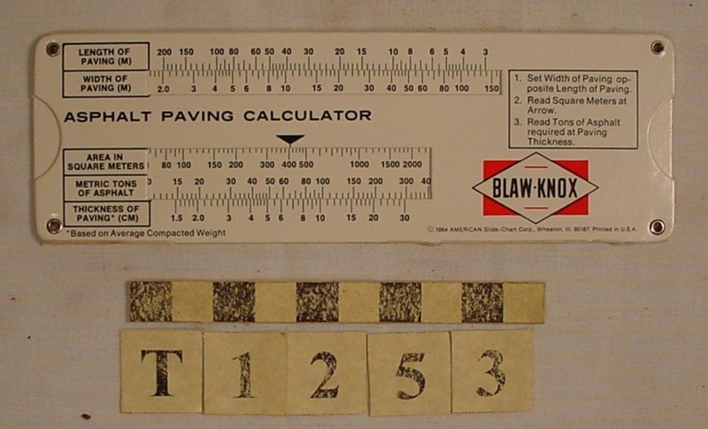 Asphalt Paving Calculator; Blaw-Knox Construction Equipment Company; T ...