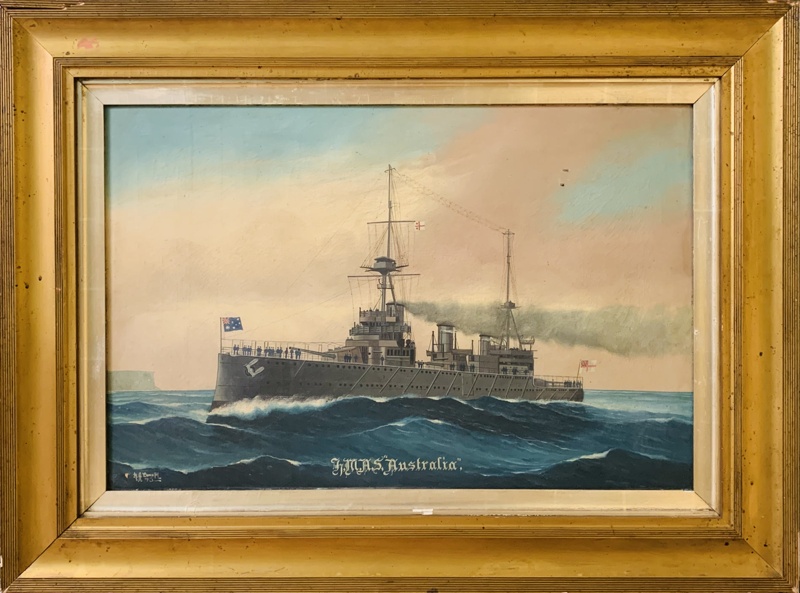 Painting; HMAS Australia (I); Reginald Arthur Borstel; Navy-3963-2 | eHive