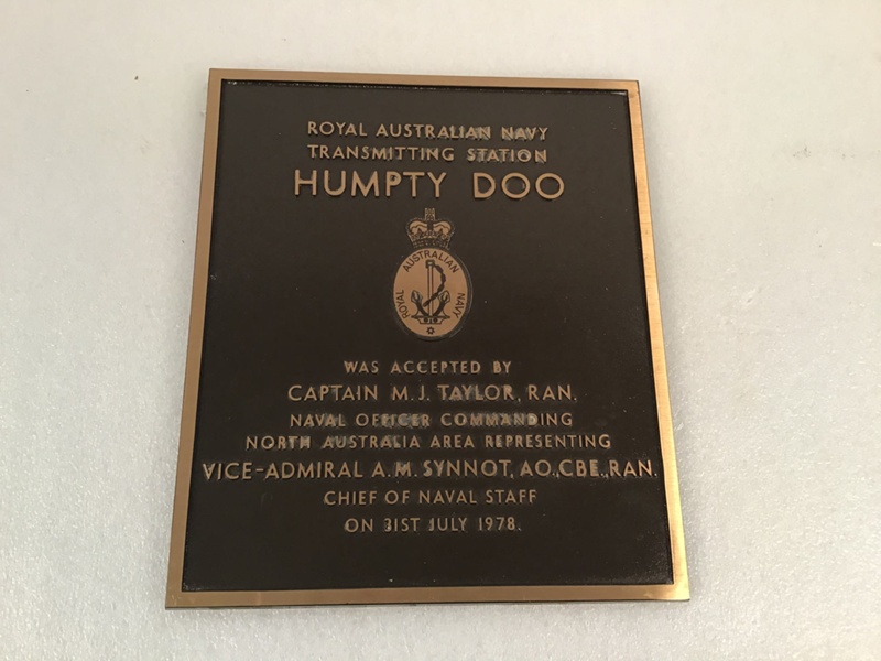 Plaque; Royal Australian Navy Transmitting Station; Humpty Doo; 1978 ...