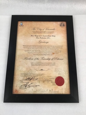 Certificate; Freedom of Entry; HMAS Paluma; 2021; NAVY-15786-00 | eHive