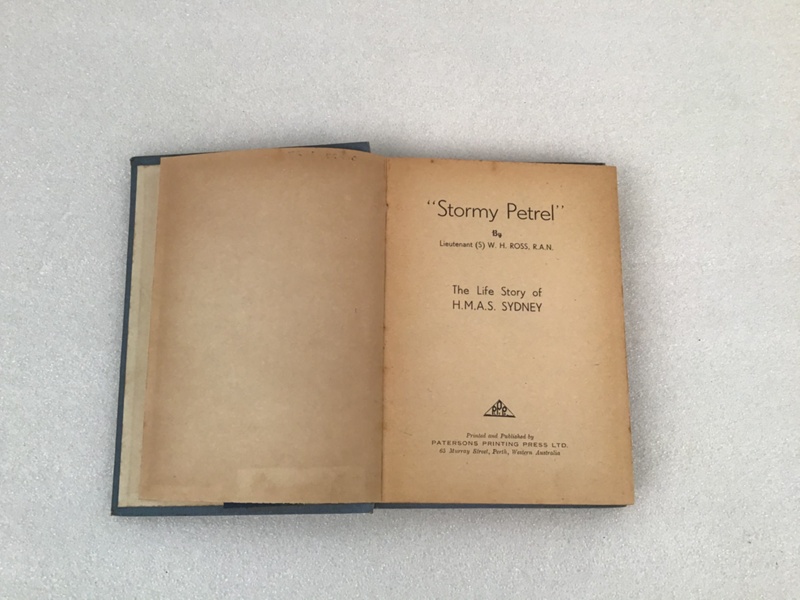 Book; “Stormy Petrel”; The Life Story of H.M.A.S. Sydney; Lieutenant (S ...