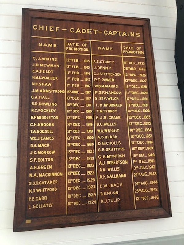 Chief Cadet Captains Honour Board 1915 - 1946; Not Known; 1915c; NAVY ...