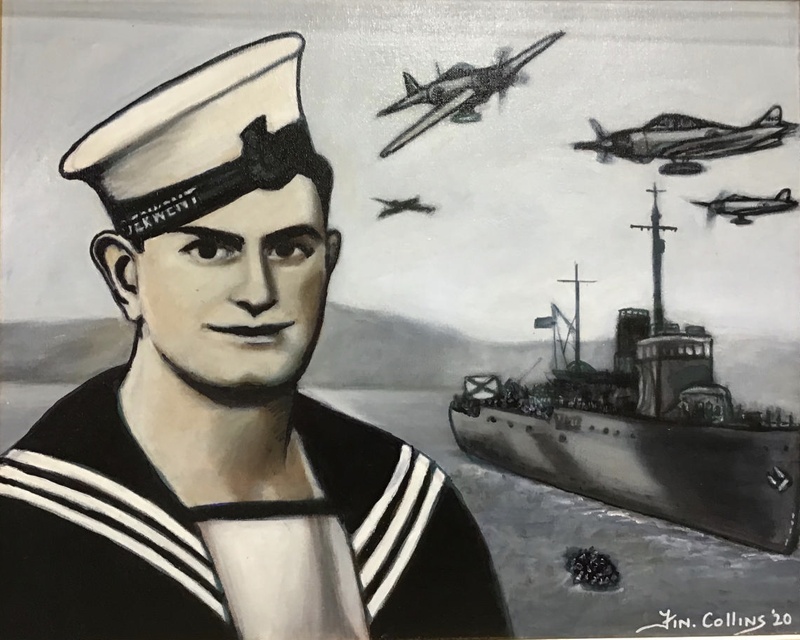 Painting;Teddy Sheean VC; Fin Collins; 2020; NAVY-51070-00 | eHive