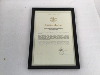 Framed Commendation; Naval Communications Station; 2000; NAVY-15711-00 ...
