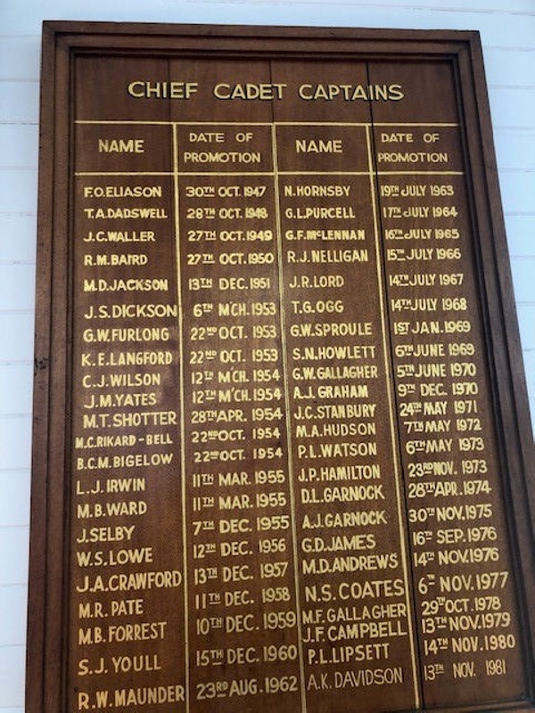 Chief Cadet Captains Honour Board 1947 - 1981; Not Known; 1947c; NAVY ...