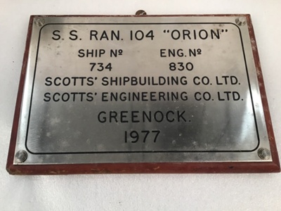 Makers Plate; HMAS Orion; NAVY-15465-00 | eHive