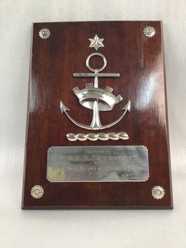 Plaque; Presentation; HMAS Sydney III; 1949; NAVY-625-00 | eHive