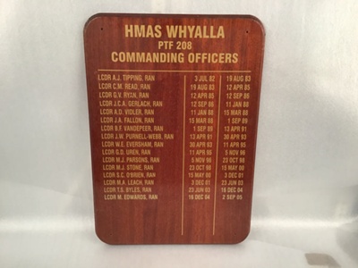 Commanding Officers Honour Board; HMAS Whyalla II; NAVY-2493-00 | eHive