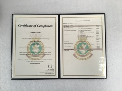 Certificate of Completion; Unit Readiness; HMAS Paluma; 2020; NAVY ...