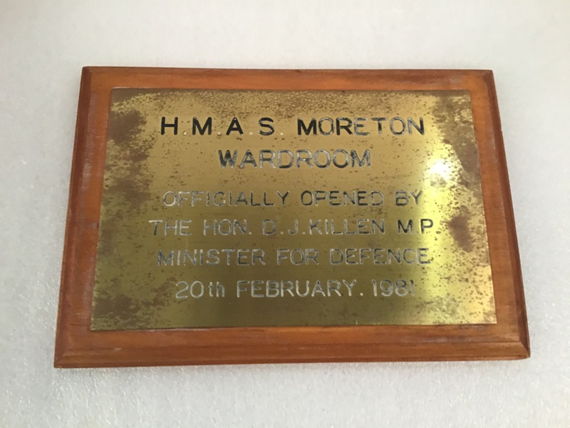 Plaque; Opening of Wardroom; HMAS Moreton; 1981; NAVY-2043-00 | eHive