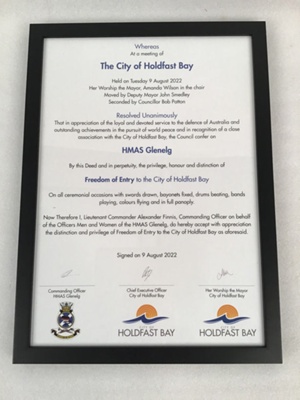 Certificate; Freedom of Entry; HMAS Glenelg II; 2022; NAVY-15772-00 | eHive