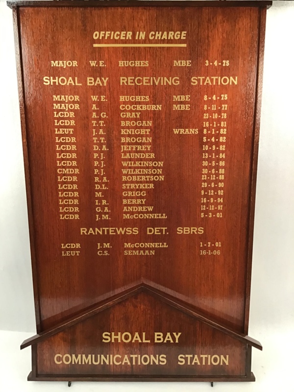 Commanding Officers Honour Board; Shoal Bay; HMAS Coonawarra; NAVY-2014 ...