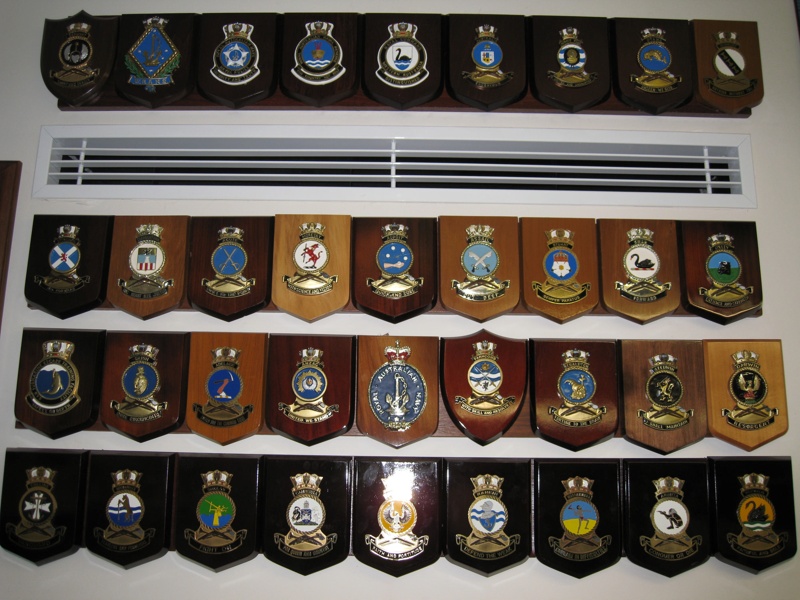 Naval heraldry. Collection of 36 small presentation crests. ; NAVY ...