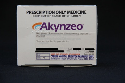Akynzeo capsule prescription box.; Helsinn Healthcare SA, Switzerland ...