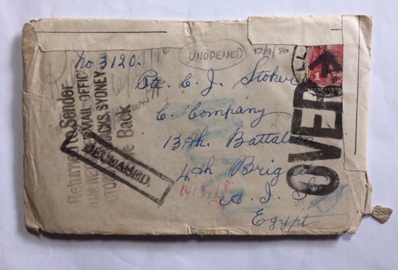 Letter (Returned/Deceased) and Envelope; Returned from: Mail Office ...