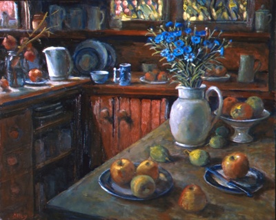 Kitchen still life with cornflowers; Margaret Olley; 1998-1999; 13 | eHive