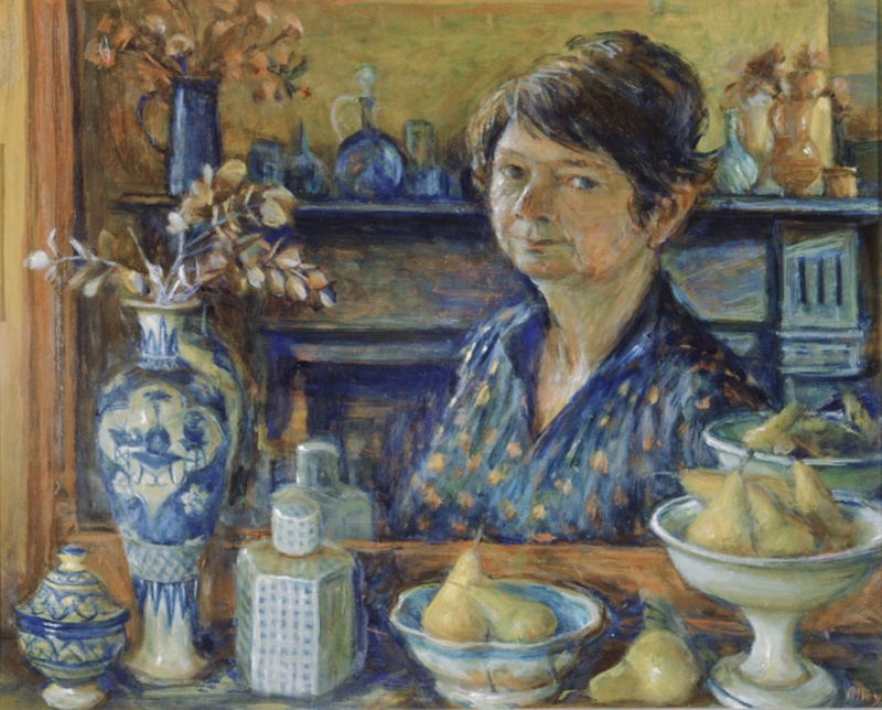 (Self portrait with blue and white pots); Margaret Olley; 1989 | eHive