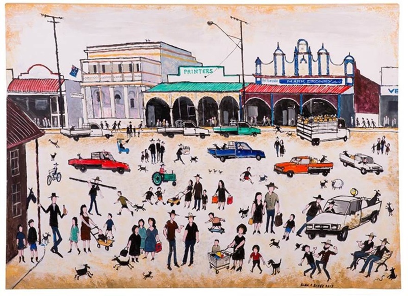 Old buildings and people, Pittsworth, rural Queensland; Alan J Benge ...