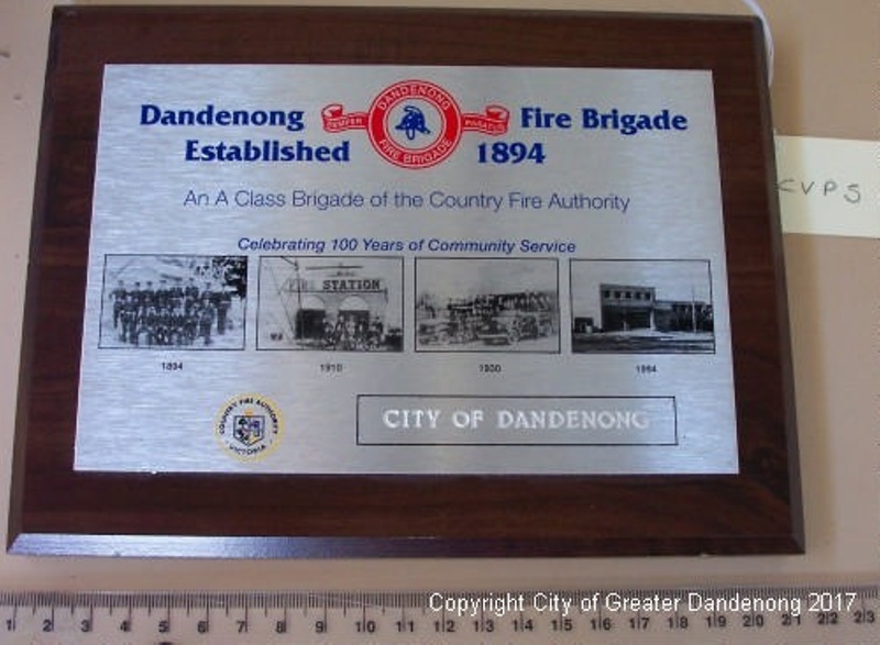 Dandenong Fire Brigade plaque.; 1994; CVP 5 | eHive