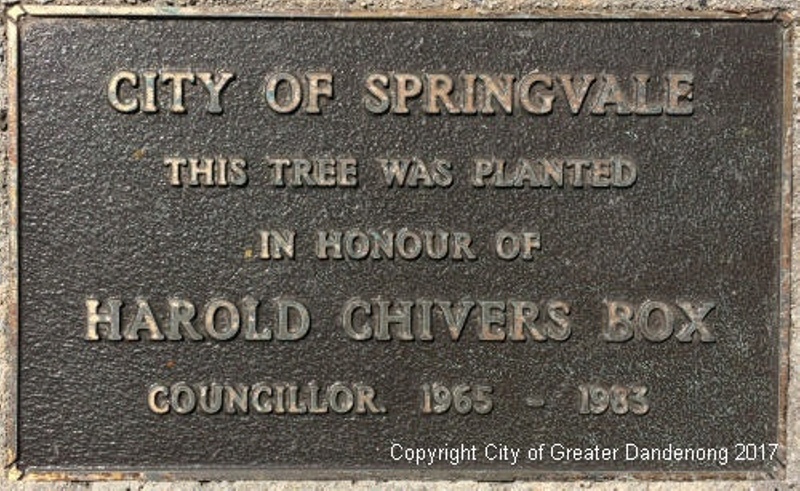 City of Springvale Ross Reserve tree plaque.; CVP 178t | eHive