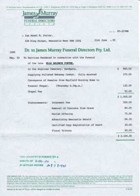 Correspondence - Invoice from James Murray Funeral Directors and ...