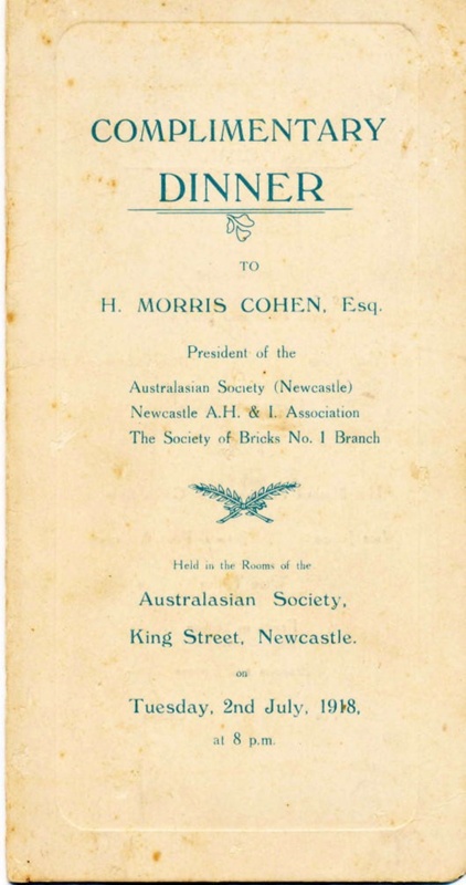 Ephemera - Complimentary Dinner Menu, Australasian Society; PH 95 | eHive