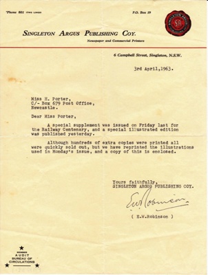 Ephemera - Singleton Argus letter & envelope 1963; PH 1037 | eHive