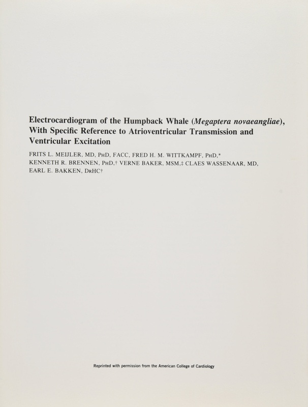 Electrocardiogram of the Humpback Whale, with Specific Reference to ...