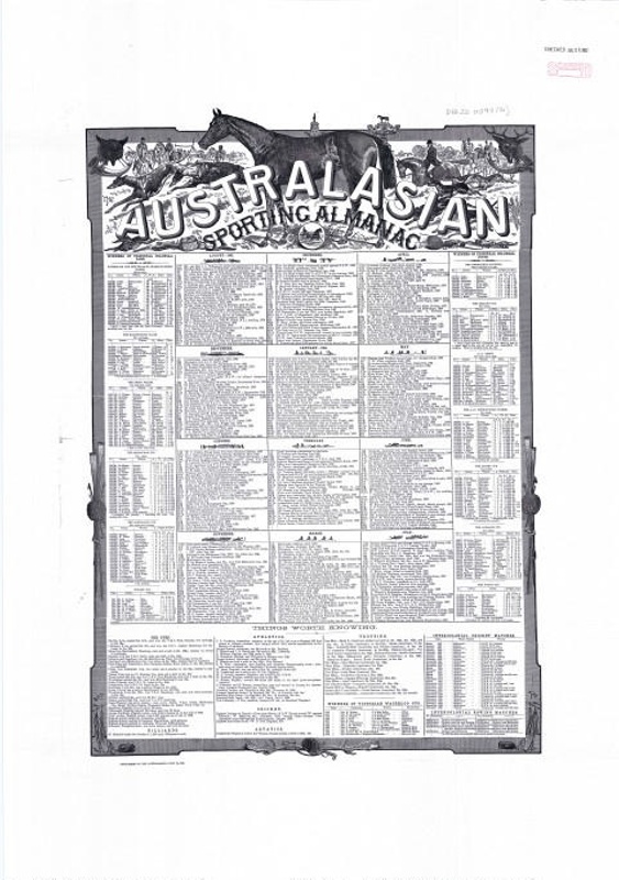 Australasian Sporting Almanac ; The Australasian Newspaper; 28/7/1883 ...