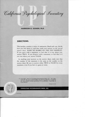 California Psychological Inventory ; Gough, H.; 1956 | eHive