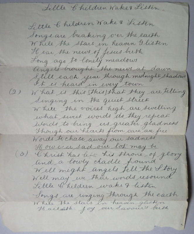 Handwritten Poem "Little Children Wake and Listen" ; 2024.454 | eHive