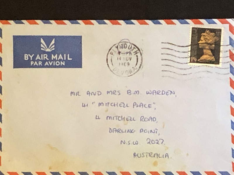 Envelope addressed to Mr & Mrs B M Warden 1969 ; July 1945; 2023.420 ...