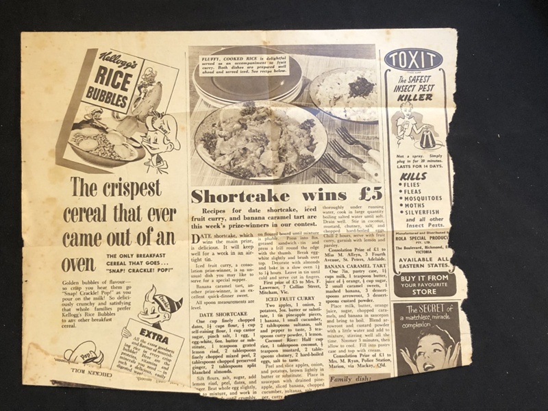 Newspaper clipping Recipe; July 1945; 2023.422 | eHive