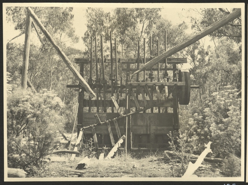 Photo of remnant steam engine driven stamp mill at Valentine Mine, Hill ...