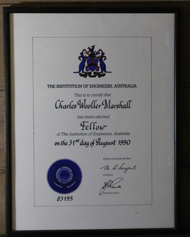 Certificate 1990 Fellow of The Institution of Engineers, Australia ...