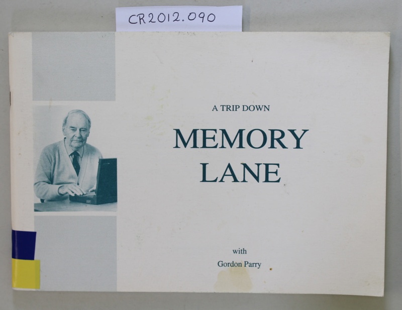 Book, A Trip Down MEMORY LANE with Gordon Parry; Gordon Parry; 1995 ...