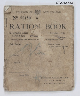 Ration Book; Government Printing Office; c1945; CR2012.583 | eHive