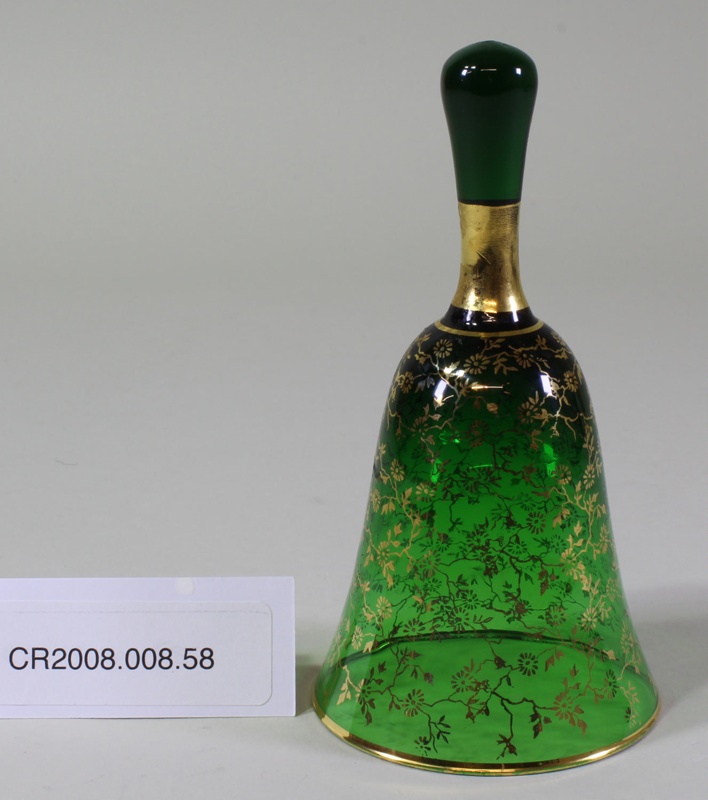 Victorian green glass hand bell; CR2008.008.58 | eHive