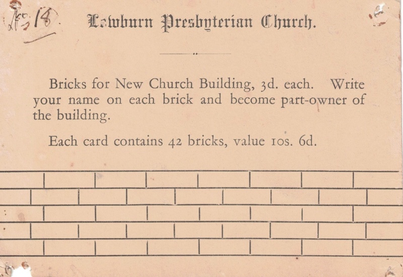 Donation Card for new Lowburn Presbyterian Church; 1960s; CR2012.524 ...