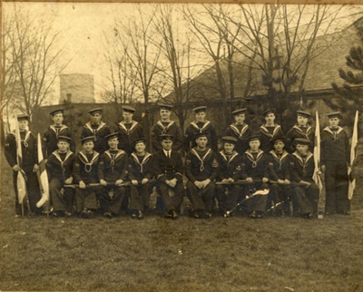 A mounted photograph of a class of Signalmen at HMS Ganges with ...