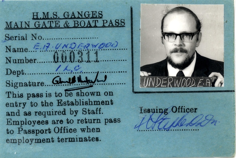 Laminated HMS Ganges Main Gate and Boat Pass and Identity photograph of ...